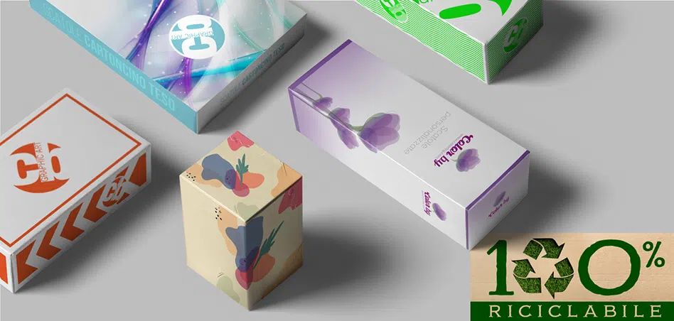 Astucci e scatolette in cartoncino teso stampate e personalizzate.